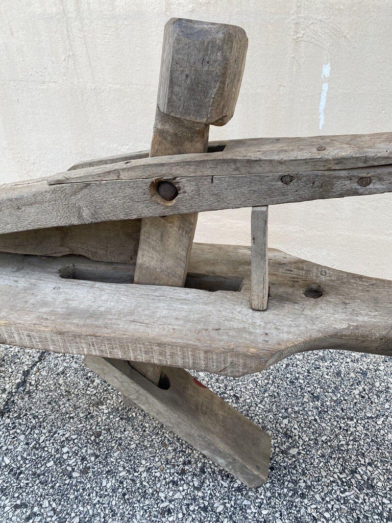 Antique Primitive Wooden Carpenters Shaving Shave Horse Long Work Bench ...