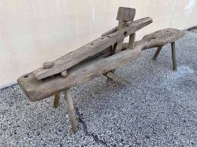 Antique Primitive Wooden Carpenters Shaving Shave Horse Long Work Bench ...