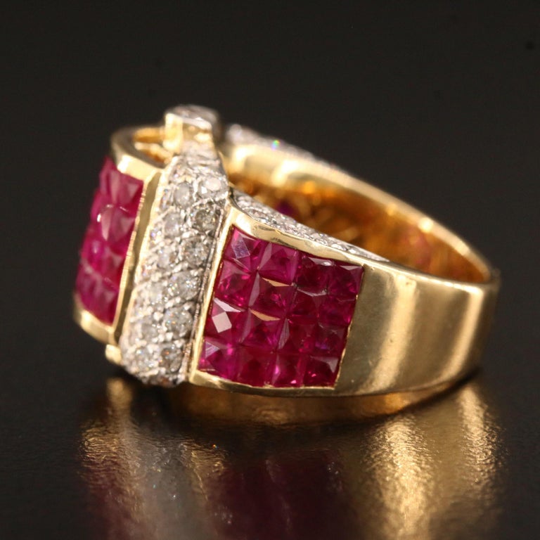 Customizable Antique Princes Cut Ruby Diamond Wedding Band Art Deco ...