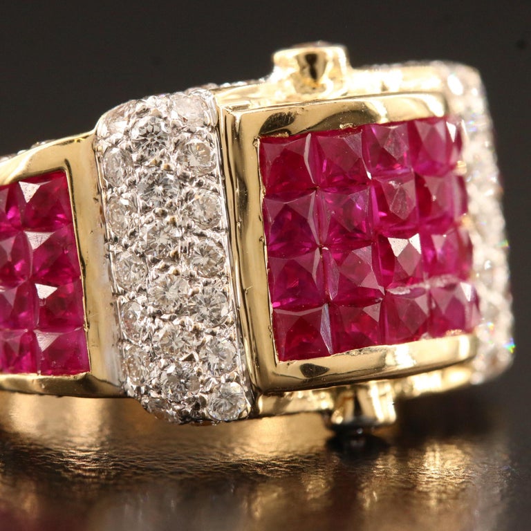 Customizable Antique Princes Cut Ruby Diamond Wedding Band Art Deco ...