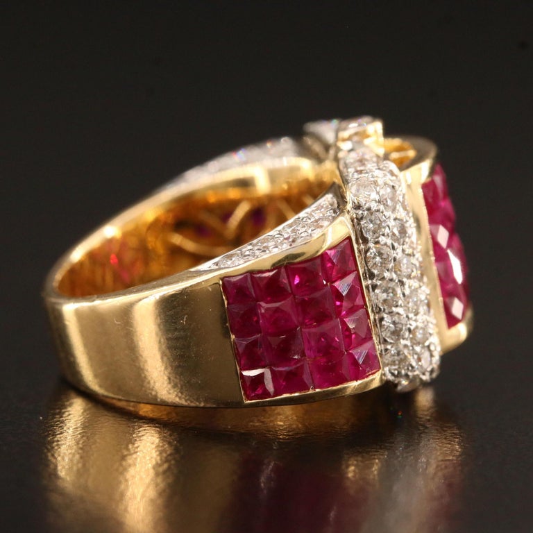 Customizable Antique Princes Cut Ruby Diamond Wedding Band Art Deco ...