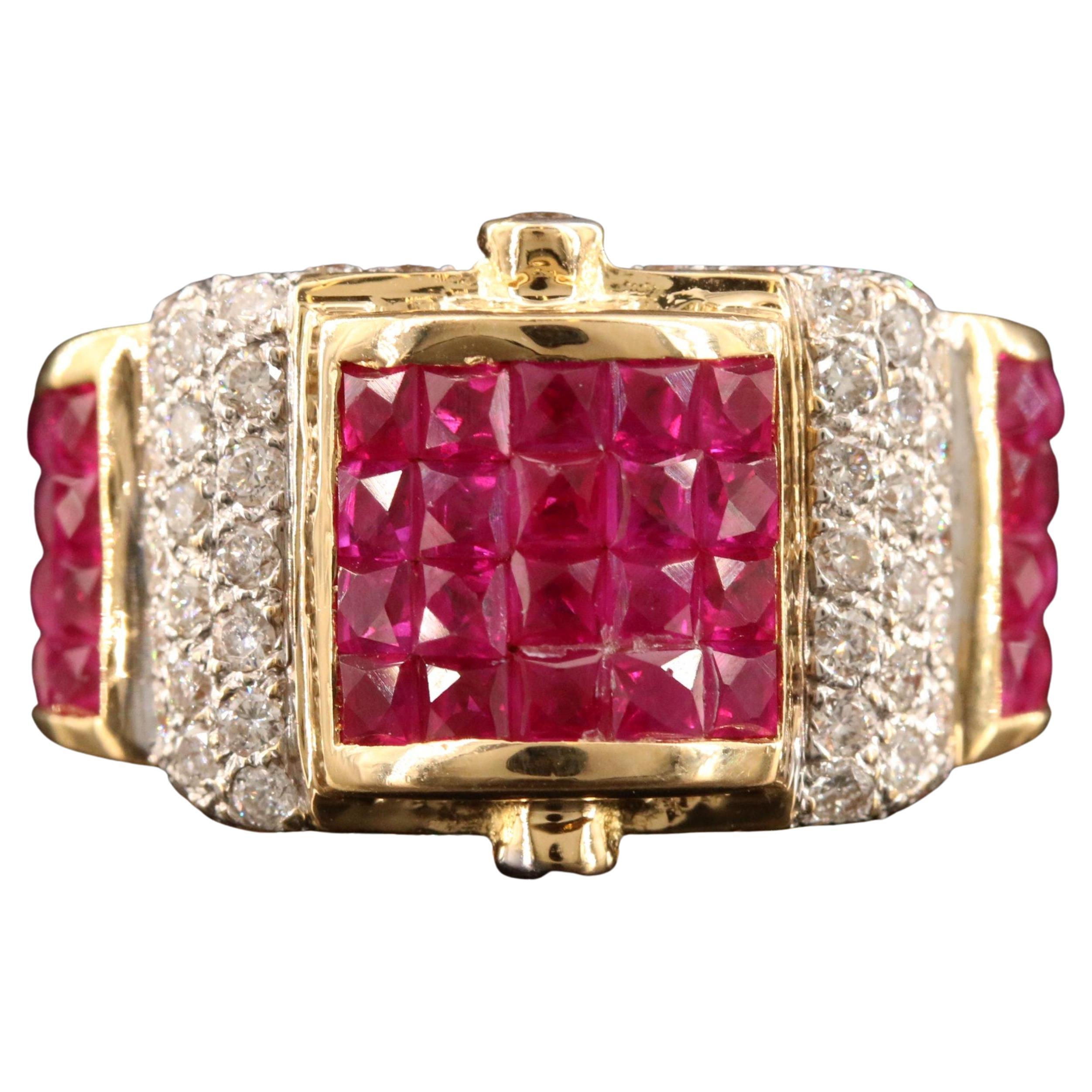 Antique Russian Calibre Cut Ruby Diamond Ring at 1stDibs