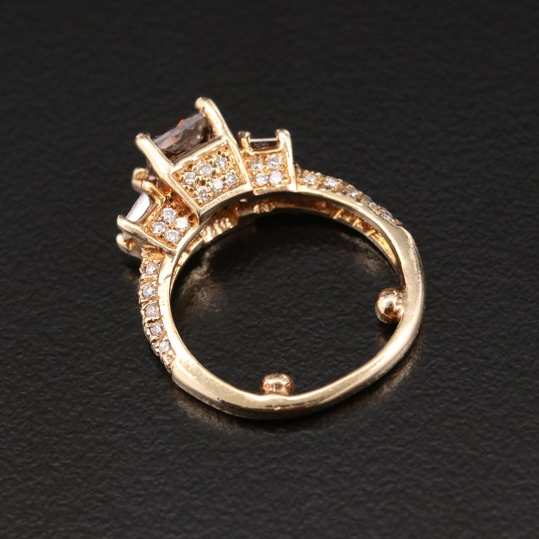 Customizable Antique Princess Cut Champagne Diamonds Engagement Ring ...