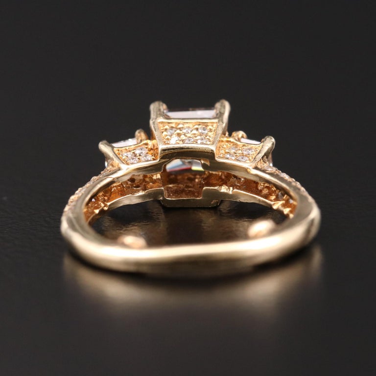 Customizable Antique Princess Cut Champagne Diamonds Engagement Ring ...