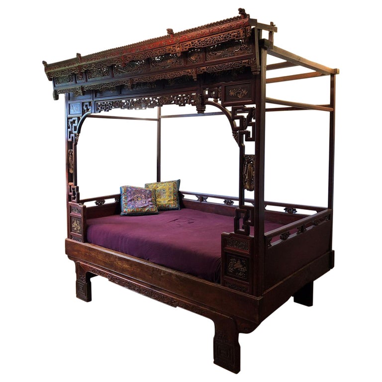 Antique Princess Large Carved Bed, China circa 1890, End of the Qing ...