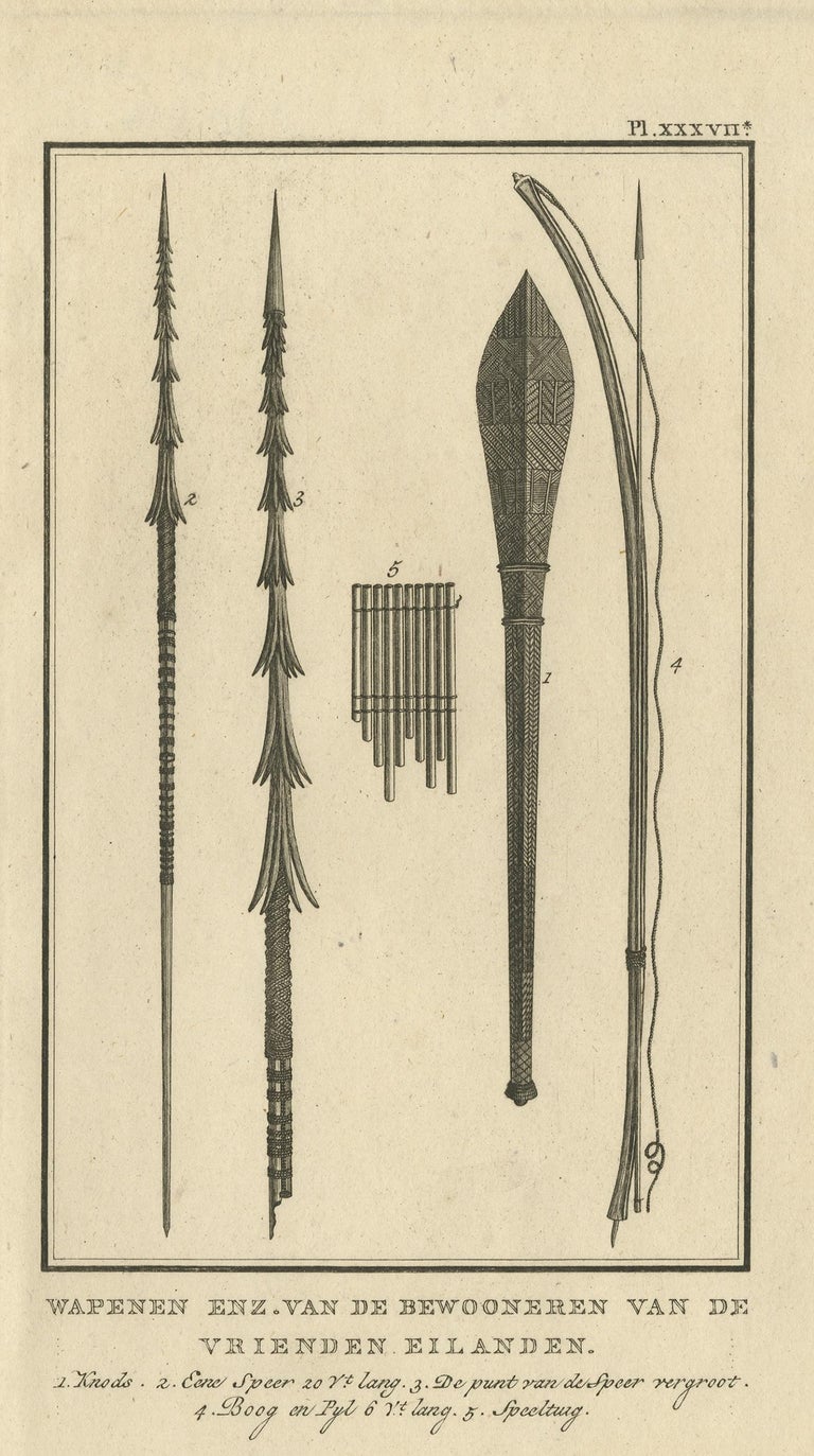 Antique Print Depicting Weapons of the Friendly Islands by Cook, 1803 ...