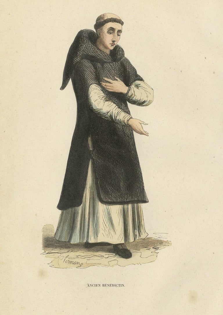 Antique Print of a Benedictine Monk, 1845 For Sale at 1stDibs