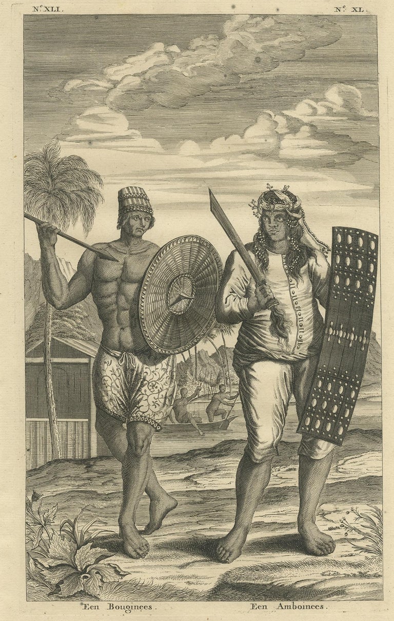 Antique Print of a Buginese and Ambonese Man by Valentijn, 1726 For ...