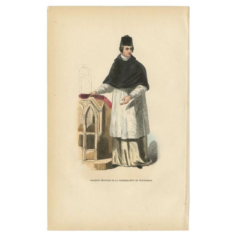 Antique Print of a Canon of the Congregation of Windesheim, 1845 For Sale at 1stDibs