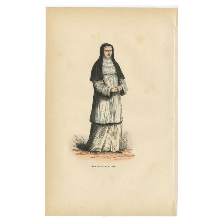 Antique Print of a Canoness of Saint John Lateran, 1845 For Sale at 1stDibs