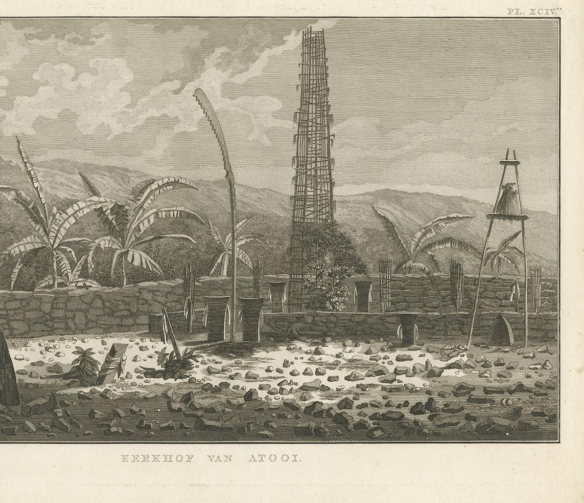 Antique Print of a Cemetery of Atooi Island by Cook, 1803 For Sale at ...