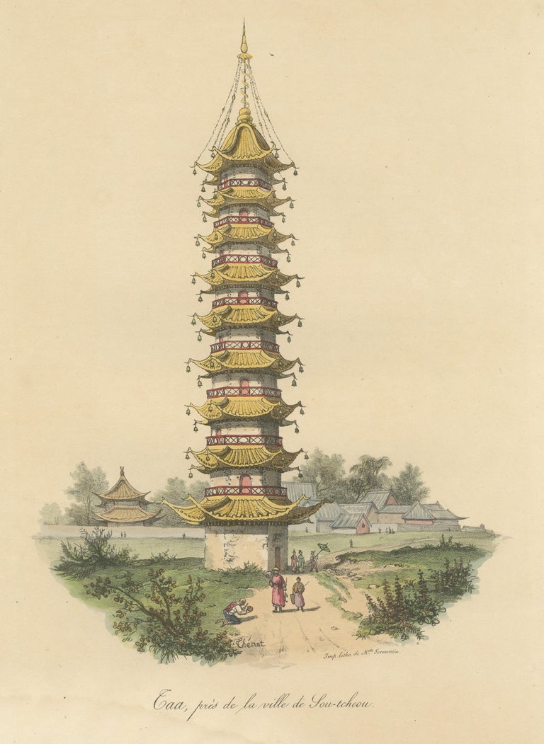 Antique Print of a Chinese Taa Near Sou-Tcheou For Sale at 1stDibs