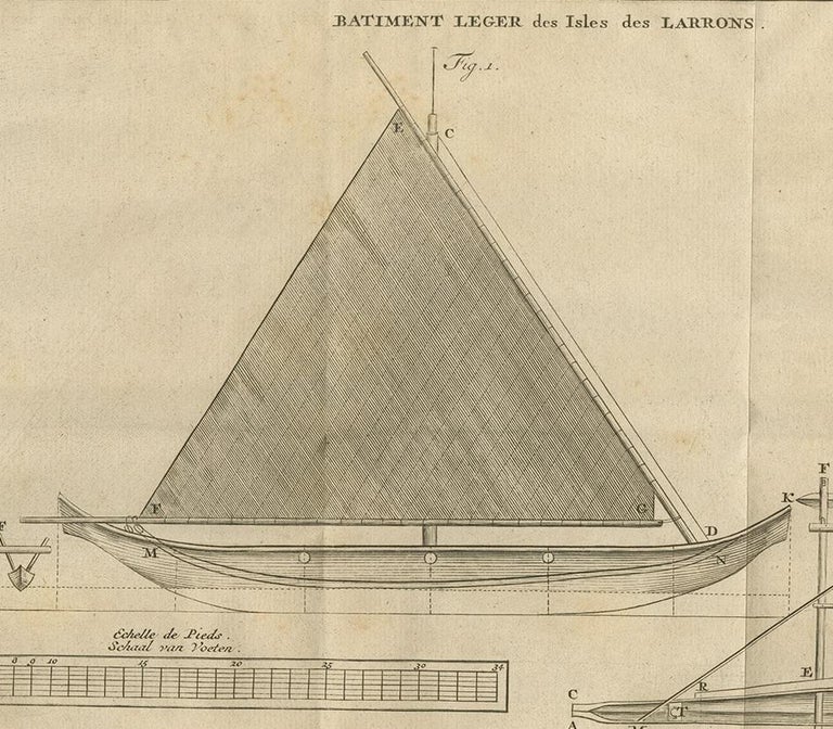 Antique Print of a Flying Proa by Anson '1749' at 1stDibs