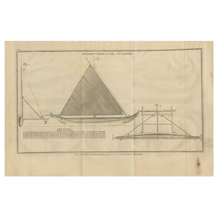 Antique Print of a Flying Proa by Anson '1749' at 1stDibs