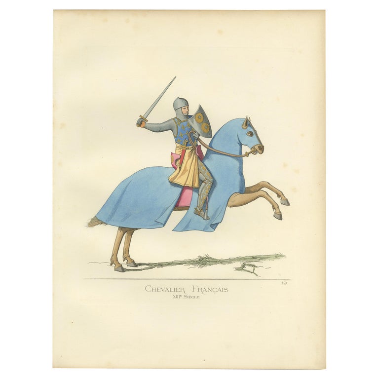 Antique Print of a French Knight, 13th Century, by Bonnard, 1860 at 1stDibs