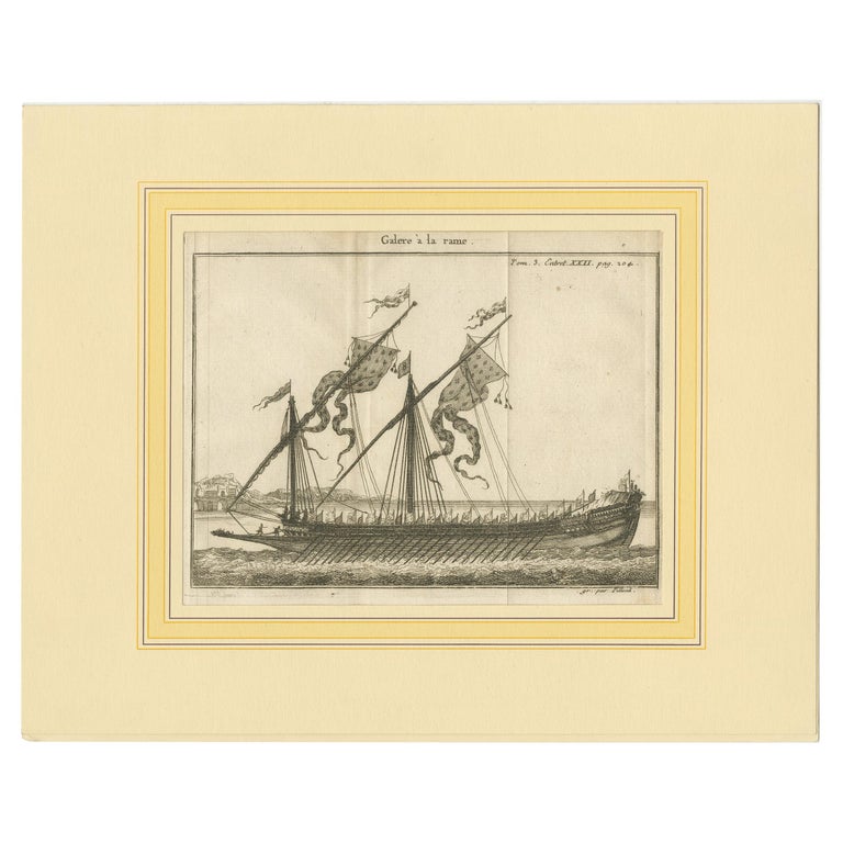Antique Print of a Galley by Pluche '1735' For Sale at 1stDibs