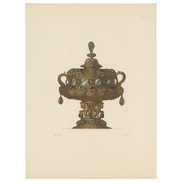 Antique Print of a Gold Vessel with Lid by Hefner-Alteneck, '1890' For ...