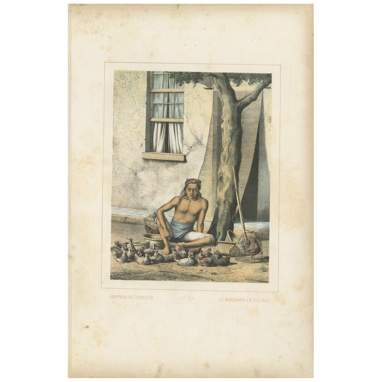 Antique Print of a Javanese Poultry Merchant by Van Pers, circa 1850 ...