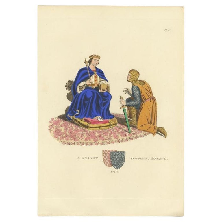 Antique Print of a Knight Performing Homage, 1842 For Sale at 1stDibs