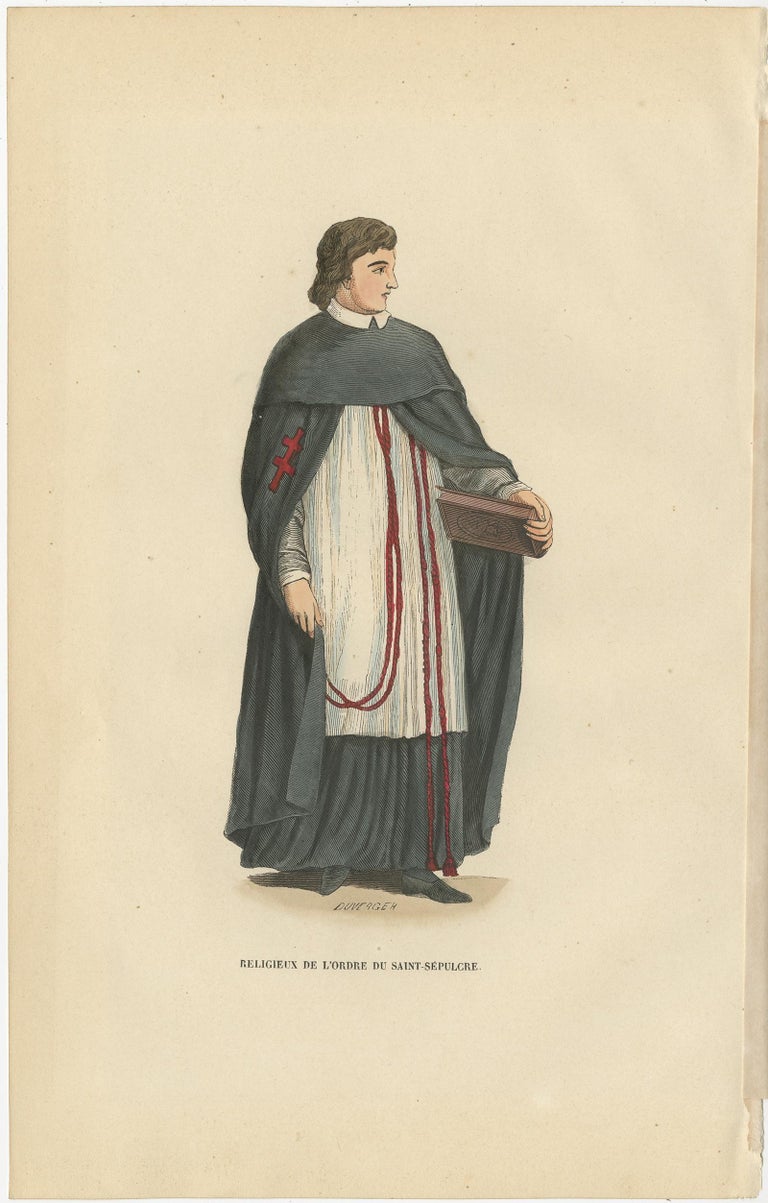 Antique Print of a Monk of the Order of the Holy Sepulchre (Rome), 1845 ...