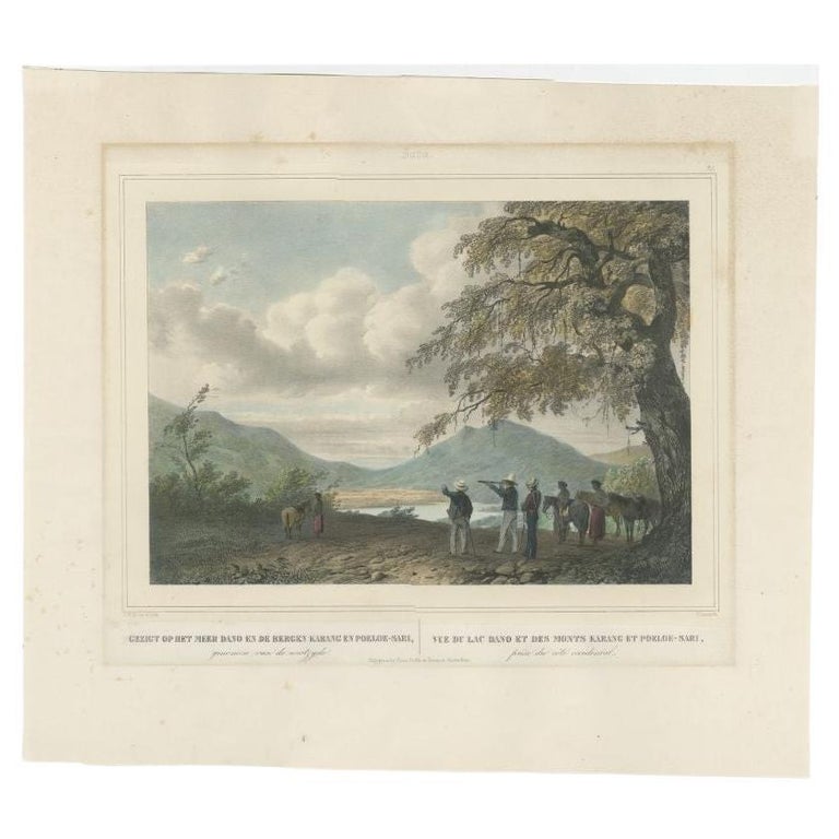 Antique Print of a Poeloe Sari and Karang Sari Mountain, West Java ...