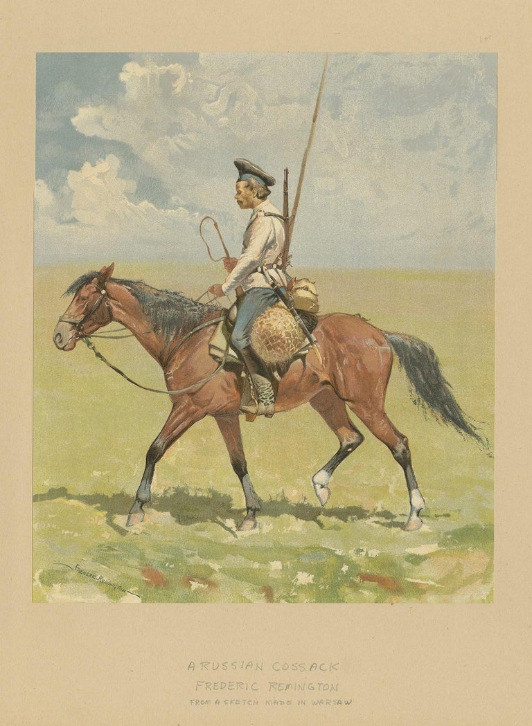 Antique Print of a Russian Cossack Made after F. Remington, circa 1893 ...