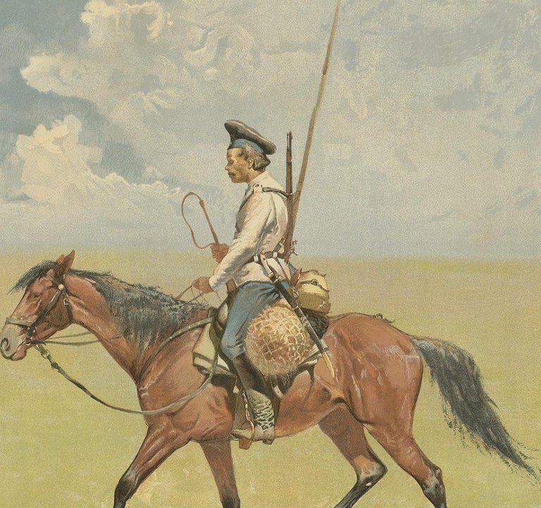 Antique Print of a Russian Cossack Made after F. Remington, circa 1893 ...