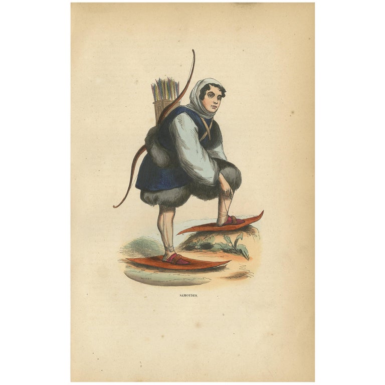Old Print of a Samoyed or Samodeic, part of the Uralic family, Northern ...