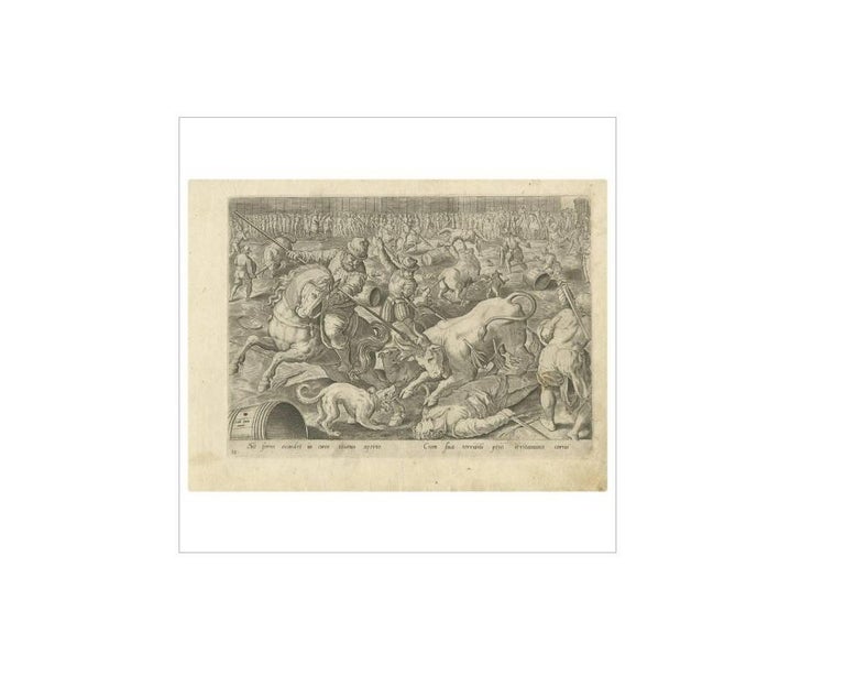 Antique Print of a Spanish Bullfight by A. Stradanus, 1576 For Sale at ...