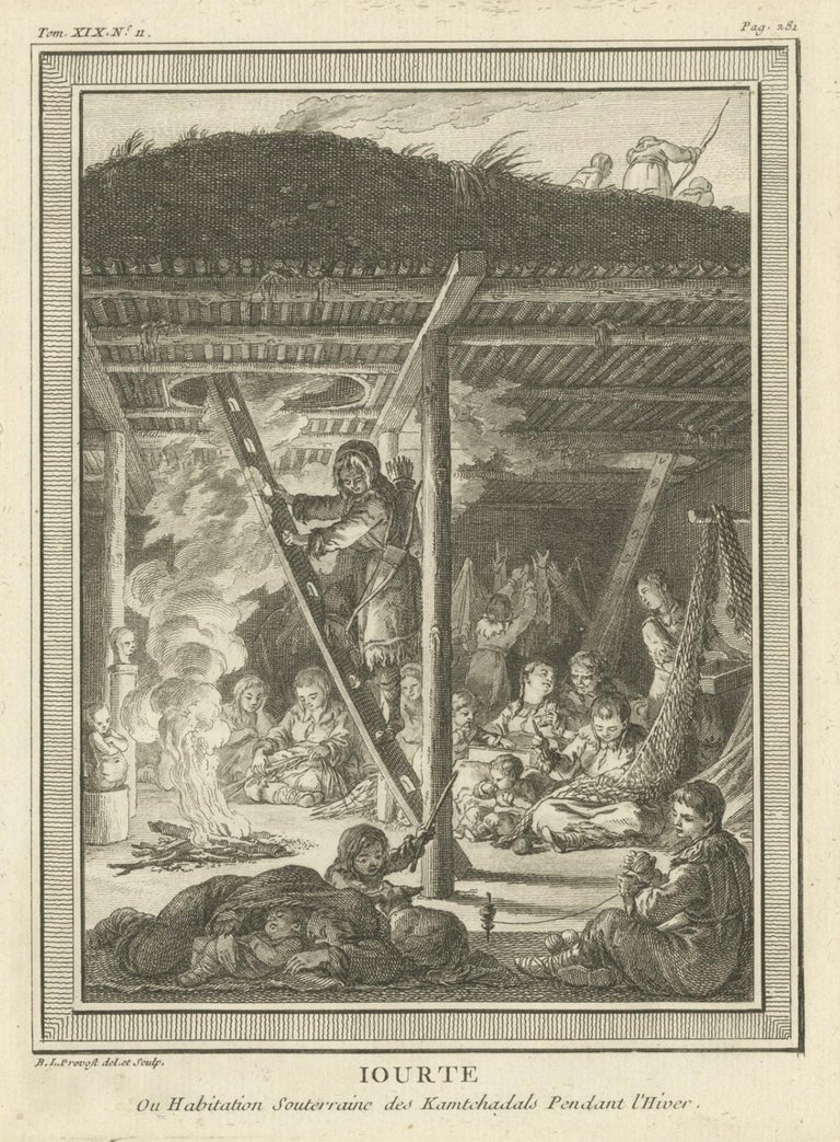 Antique Print of a Yurt and Natives of Kamchatka, Russia, 1770 For Sale ...