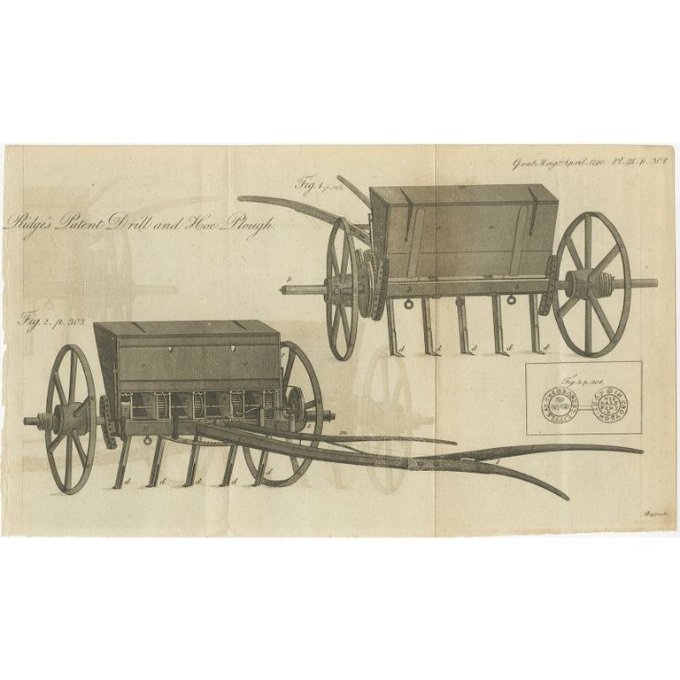 Antique Print of Agriculture Equipment, 1790 For Sale at 1stDibs