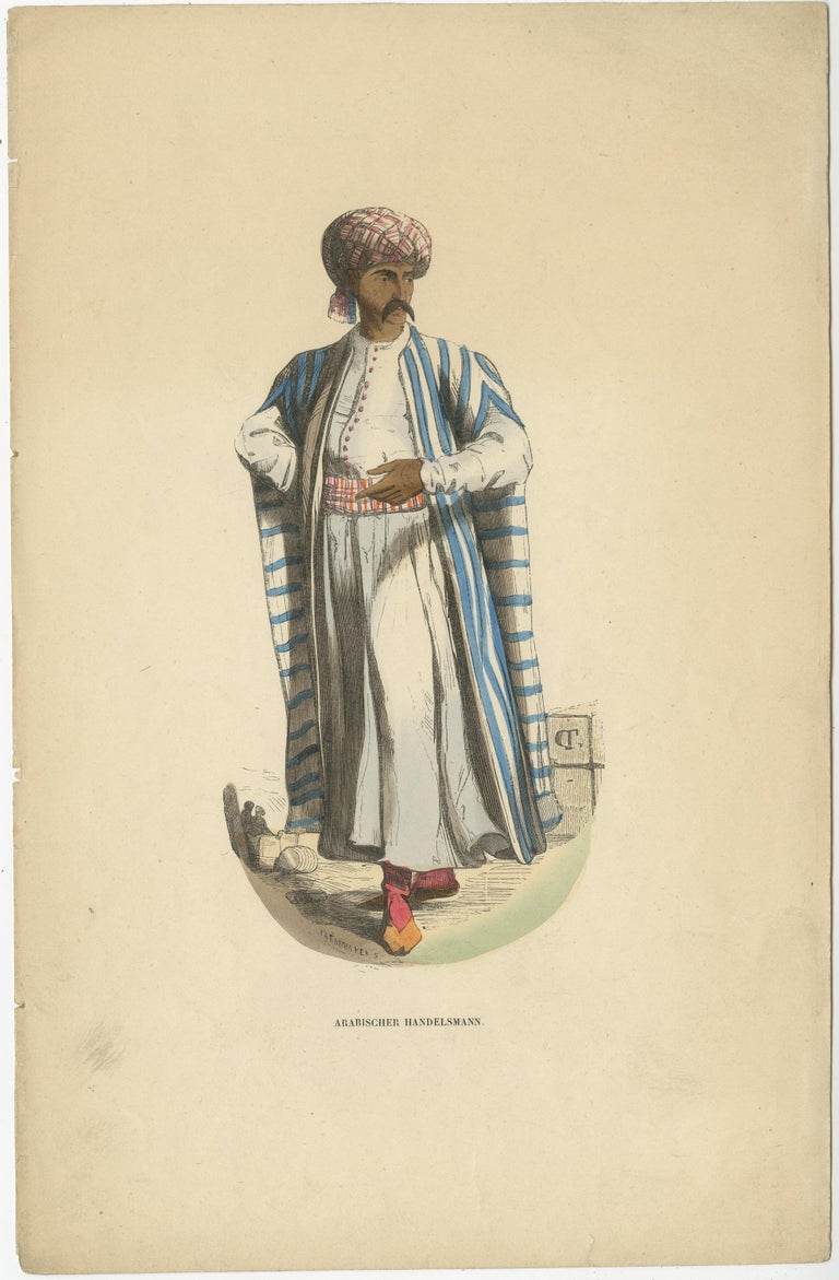 Antique Print of an Arab Merchant in the 19th Century, ca.1845 For Sale ...