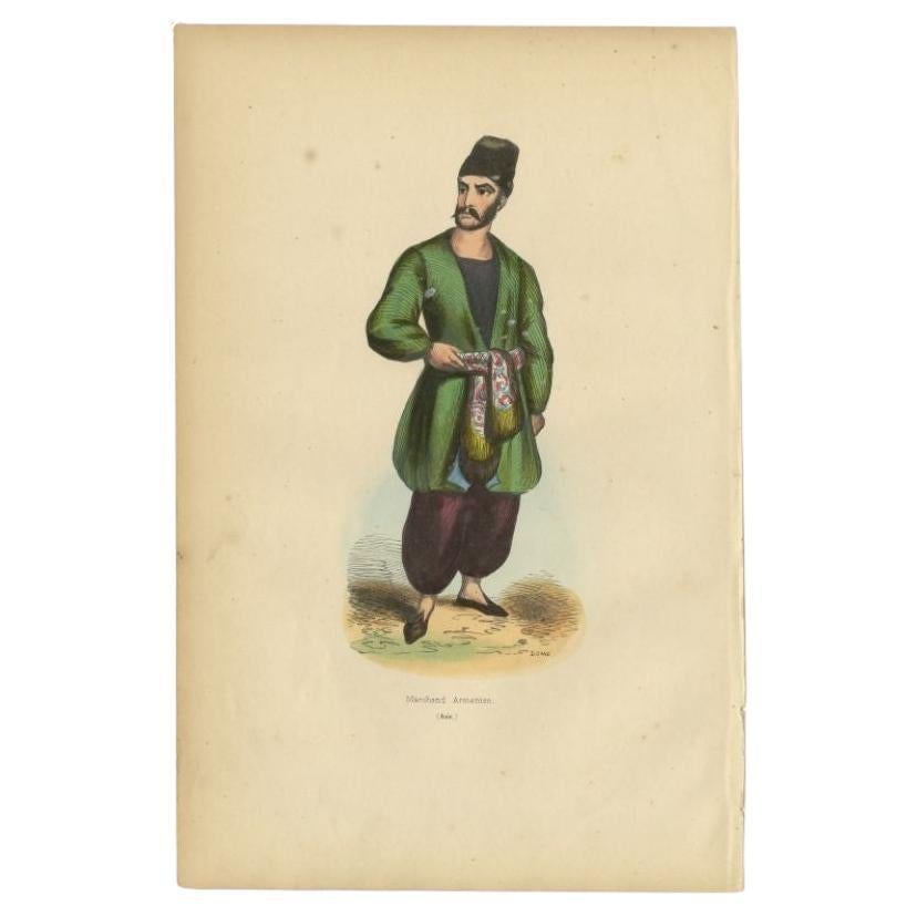 Antique Print of an Arab Merchant in the 19th Century, ca.1845 For Sale ...
