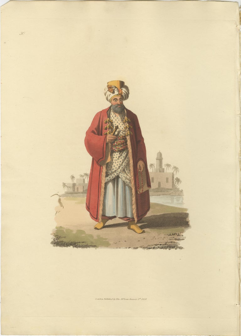 Antique Print of an Egyptian Bey, 1818 For Sale at 1stDibs