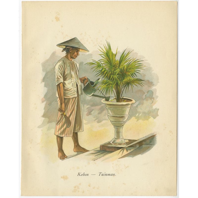 Antique Print of an Indonesian Barber Working Under a Tree, 1909 For ...