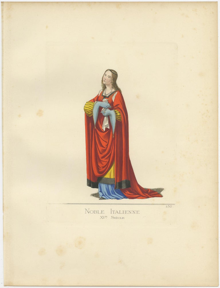 Antique Print of an Italian Noblewoman, 15th Century, by Bonnard, 1860 ...