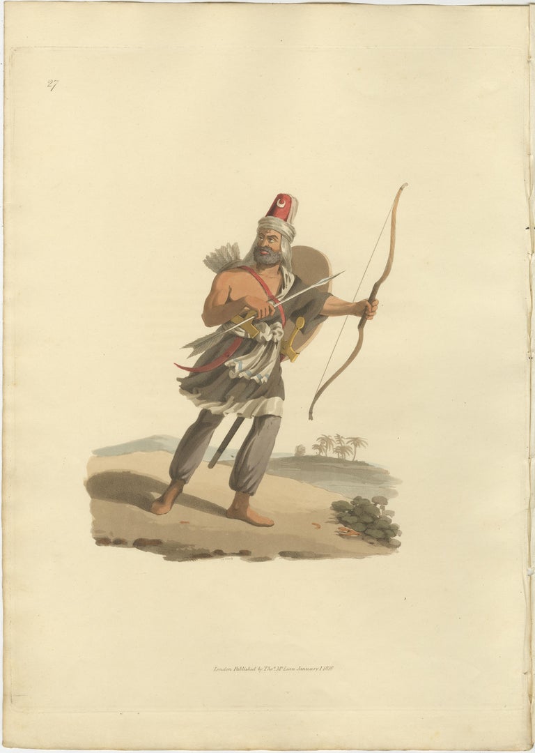 Antique Print of an Janizary of Arabia, 1818 For Sale at 1stDibs