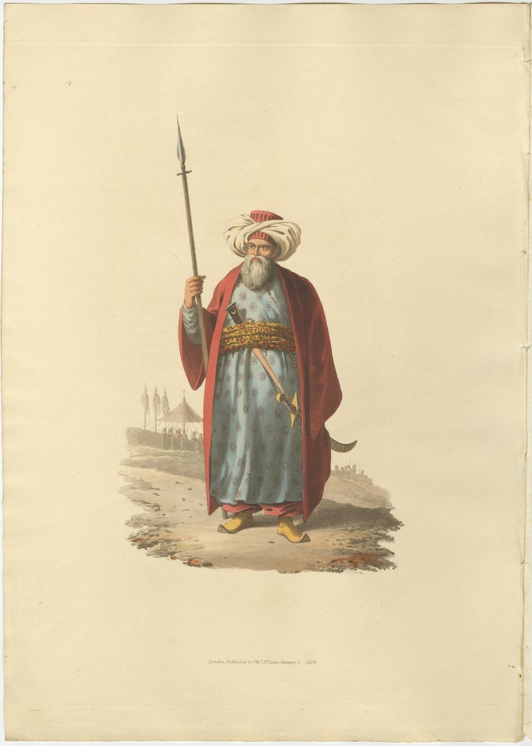 Antique Print of an Mameluke Officer, the Military Costume of Turkey ...