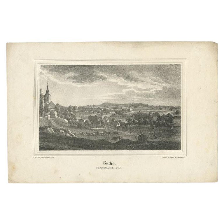 Antique Print of Bucha in Germany, c.1840 For Sale at 1stDibs