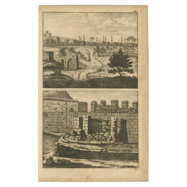 Antique Print of Cairo and Joseph's Well in Egypt, 1698 For Sale at 1stDibs