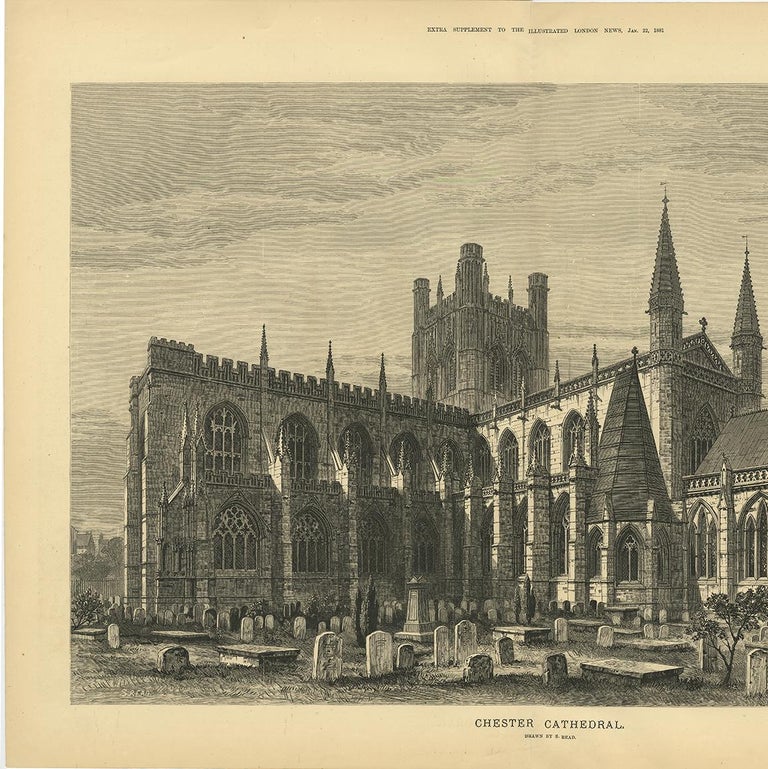 Antique Print of Chester Cathedral from the Illustrated London News ...