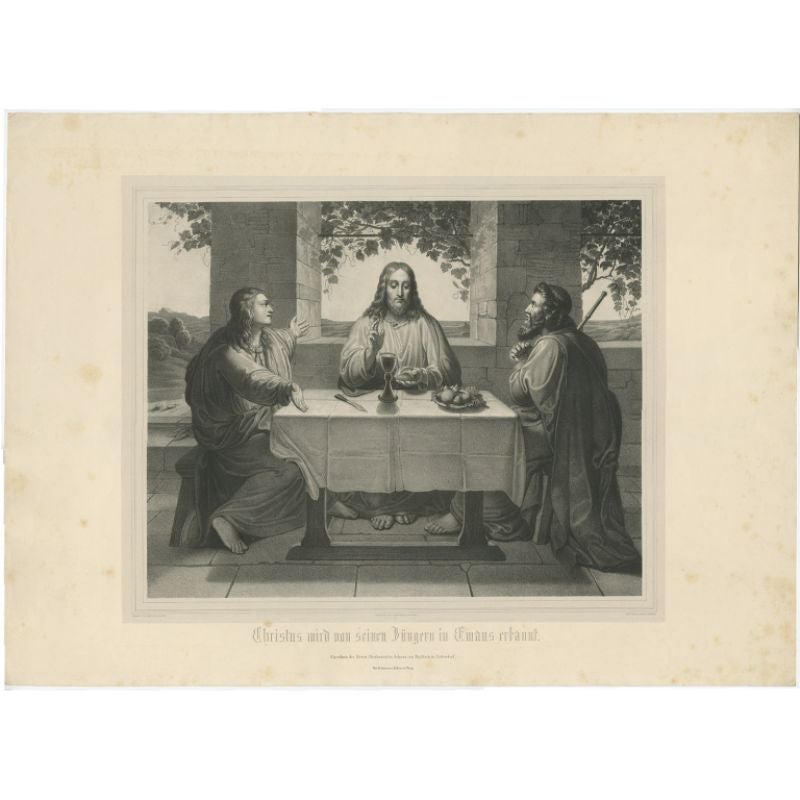 Antique Print of Christ at the Supper at Emmaus by Theer, c.1850 For ...
