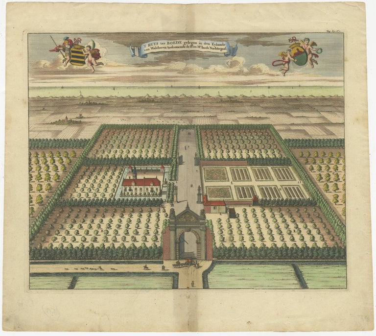 Antique Print of 'Der Boede' Estate, Koedekerke, Veere, Zeeland, The ...