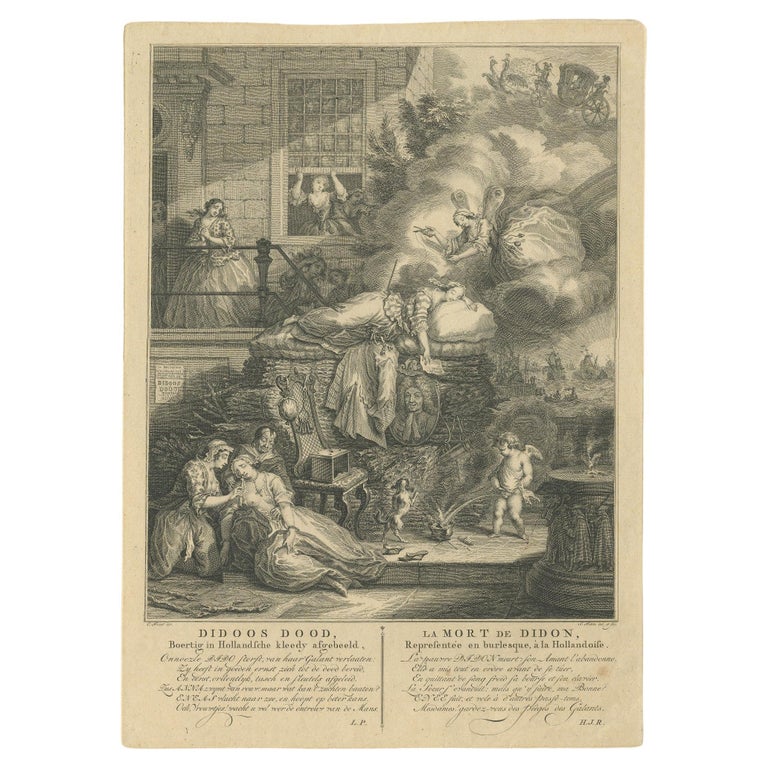 Antique Print of Dido's Death, a fantastic Dutch Burlesque For Sale at ...