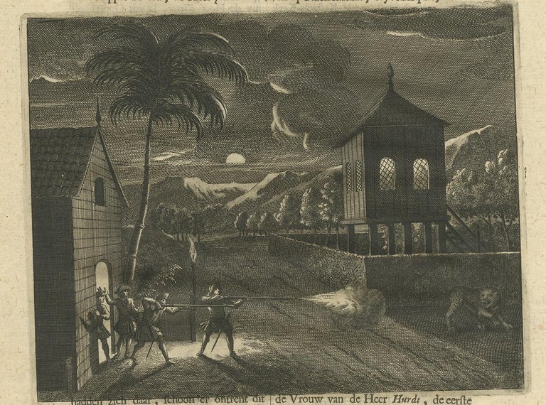 Antique Print of Dutch Guards and a Tiger by Valentijn, 1726 For Sale ...