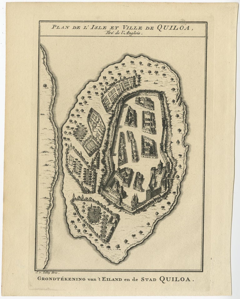 Antique Print of East African Island of Quiloa or Kilwa Kisiwani ...