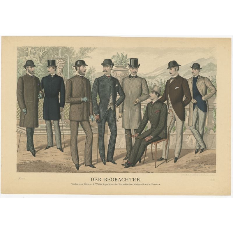 Antique Print of Fashion in April 1885 by Klemm and Weiss, circa 1900 ...