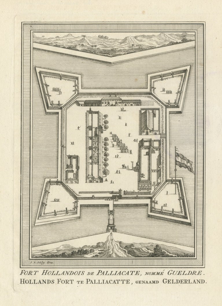 Antique Print of Fort Geldria or Fort Geldaria, located in Pulicat ...