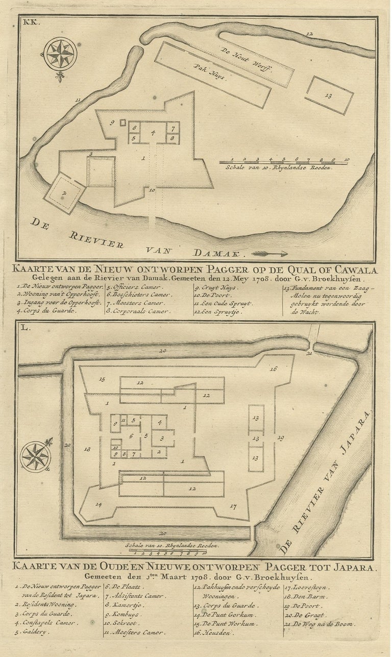 Antique Print of Fortresses in Java by Valentijn, 1726 For Sale at 1stDibs