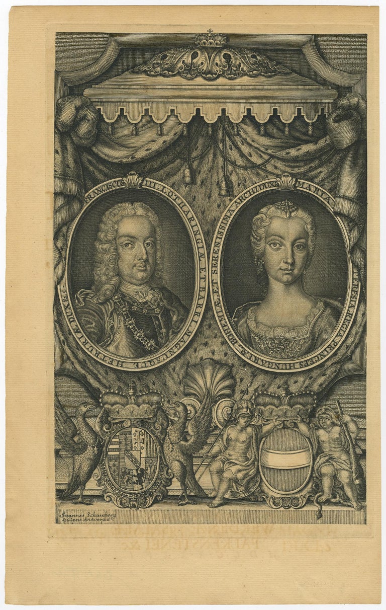 Antique Print of Francis I, Holy Roman Emperor and Maria Theresa of ...